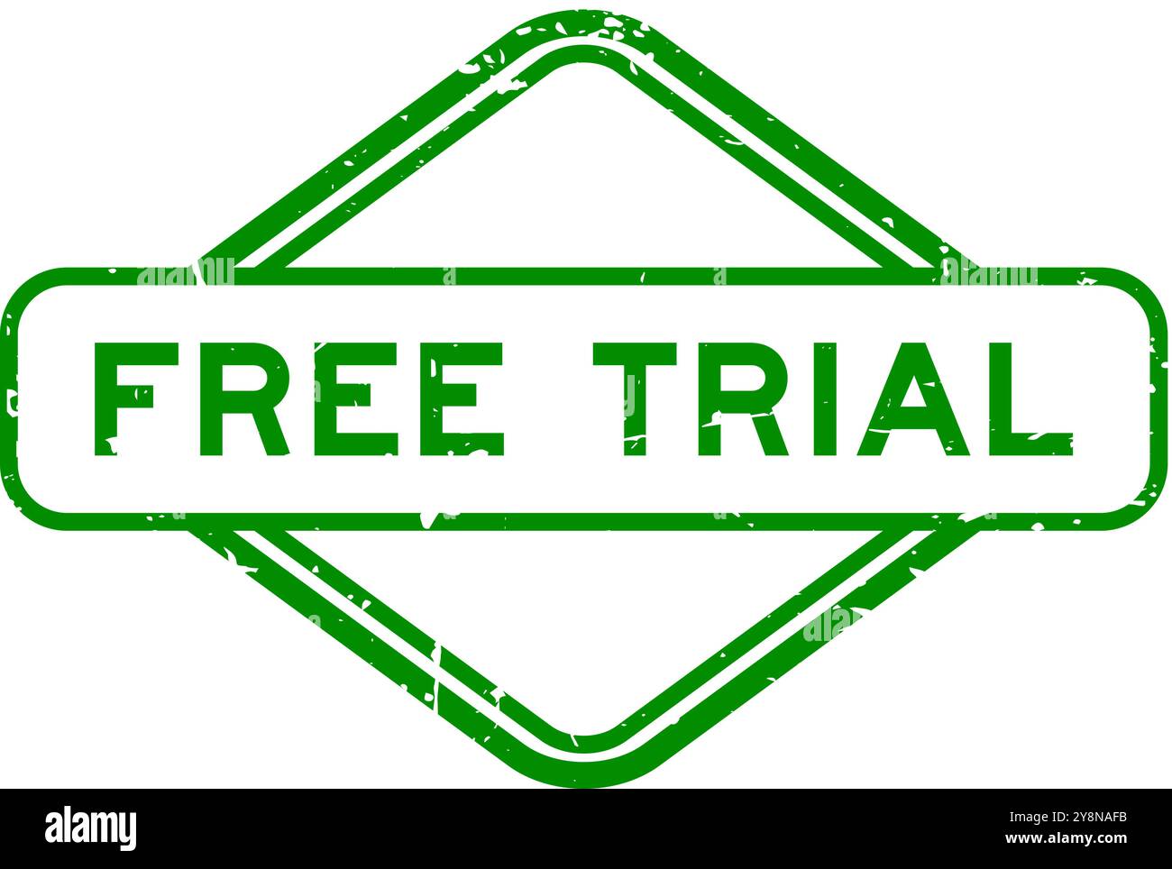 Grunge green free trial word rubber seal stamp on white background ...