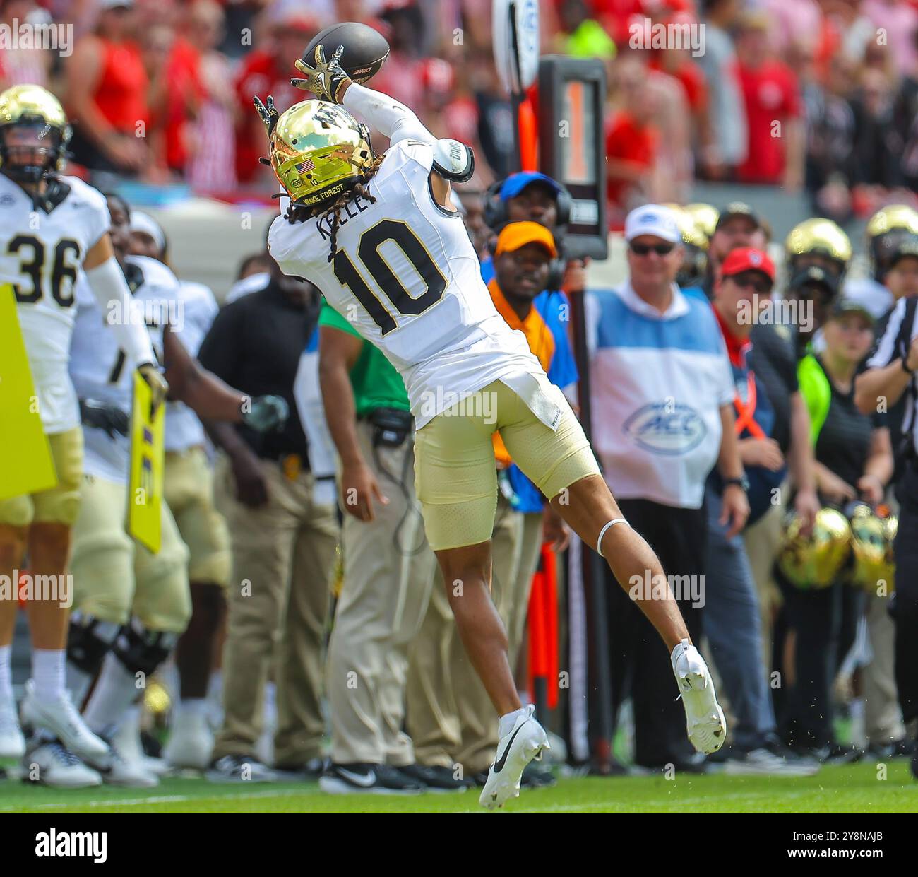 October 5, 2024: Wake Forest junior C'Darius Kelley (10) almost ...