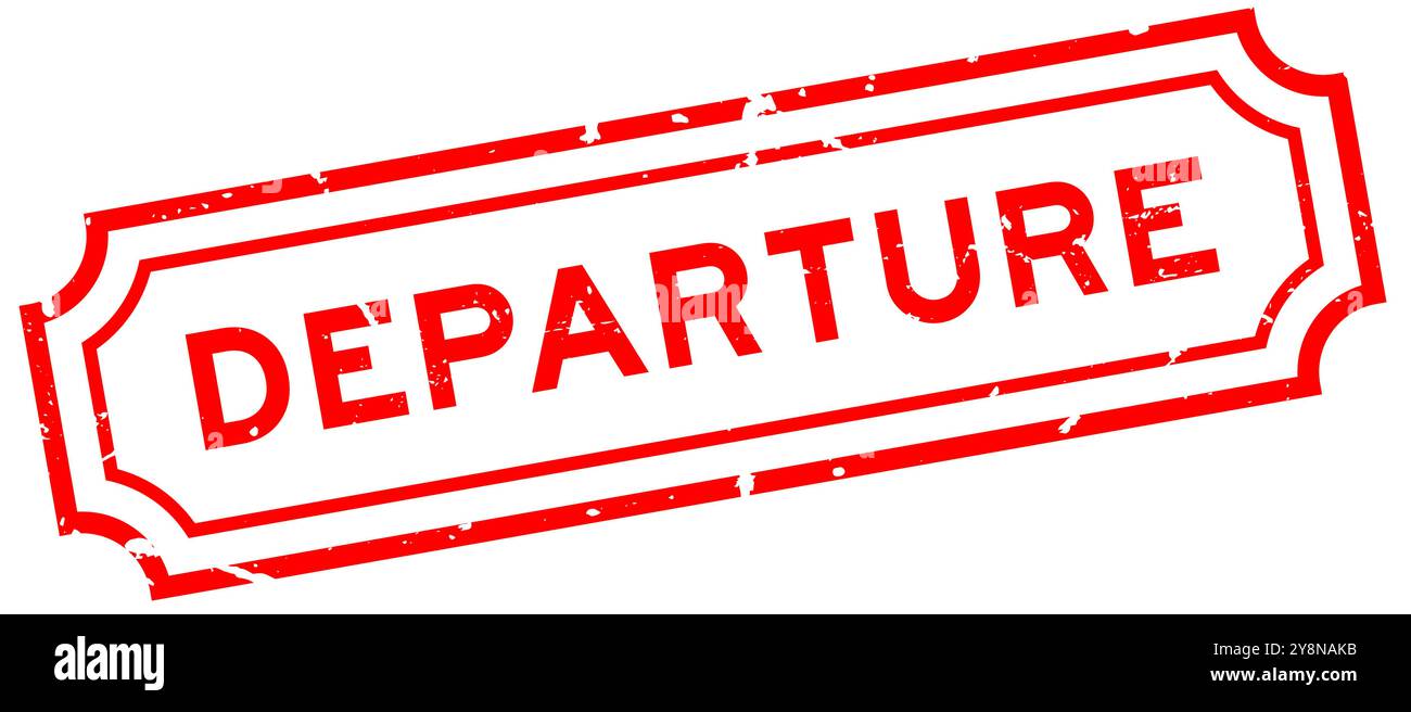 Grunge red departure word rubber seal stamp on white background Stock ...
