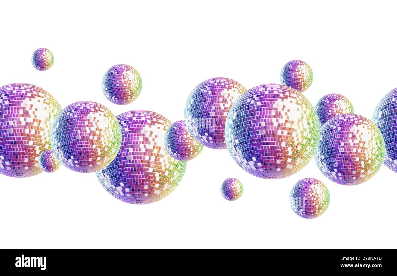 Seamless border from retro disco ball in the style of 80s and 90s as a ...