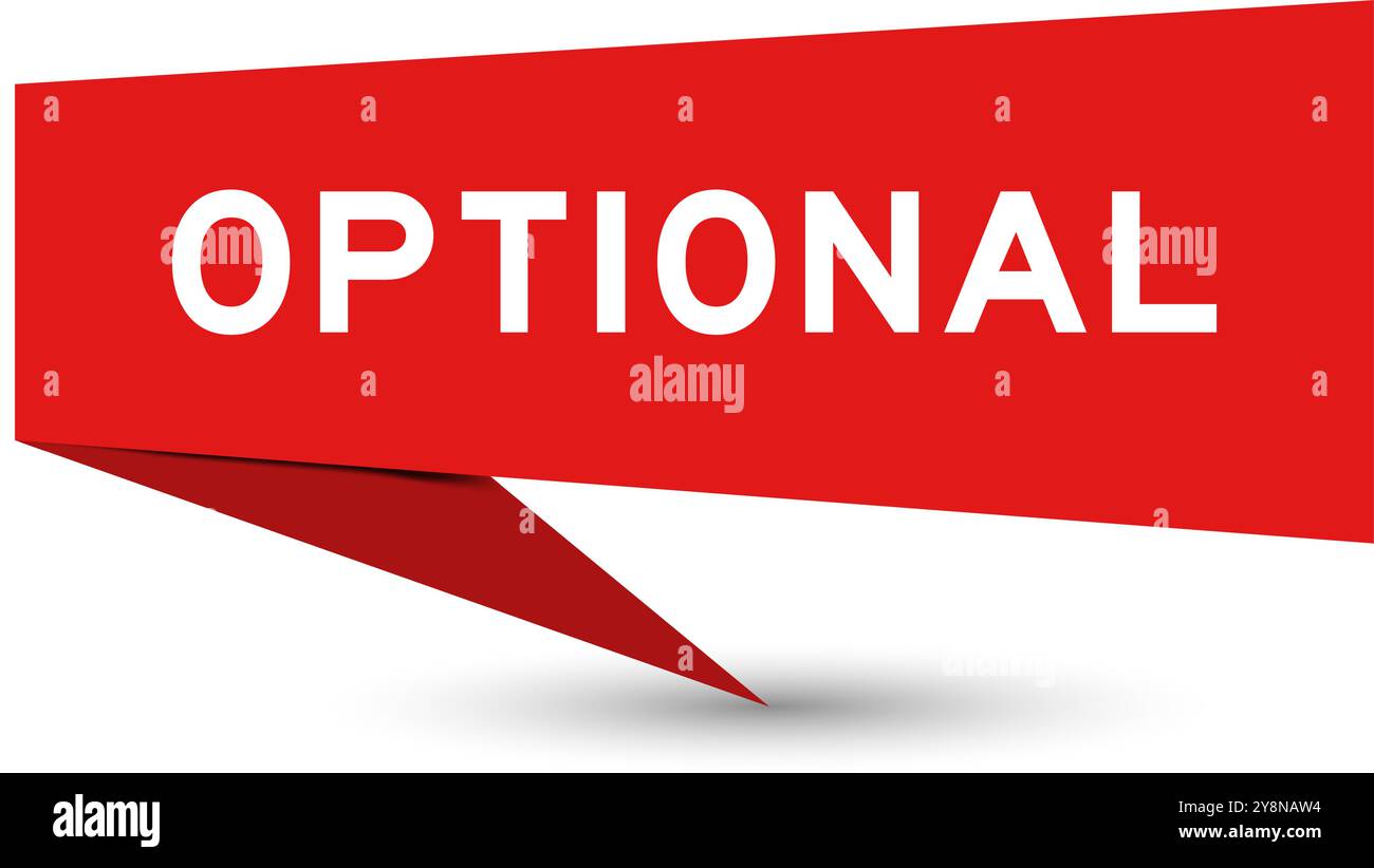 Red color speech banner with word optional on white background Stock ...