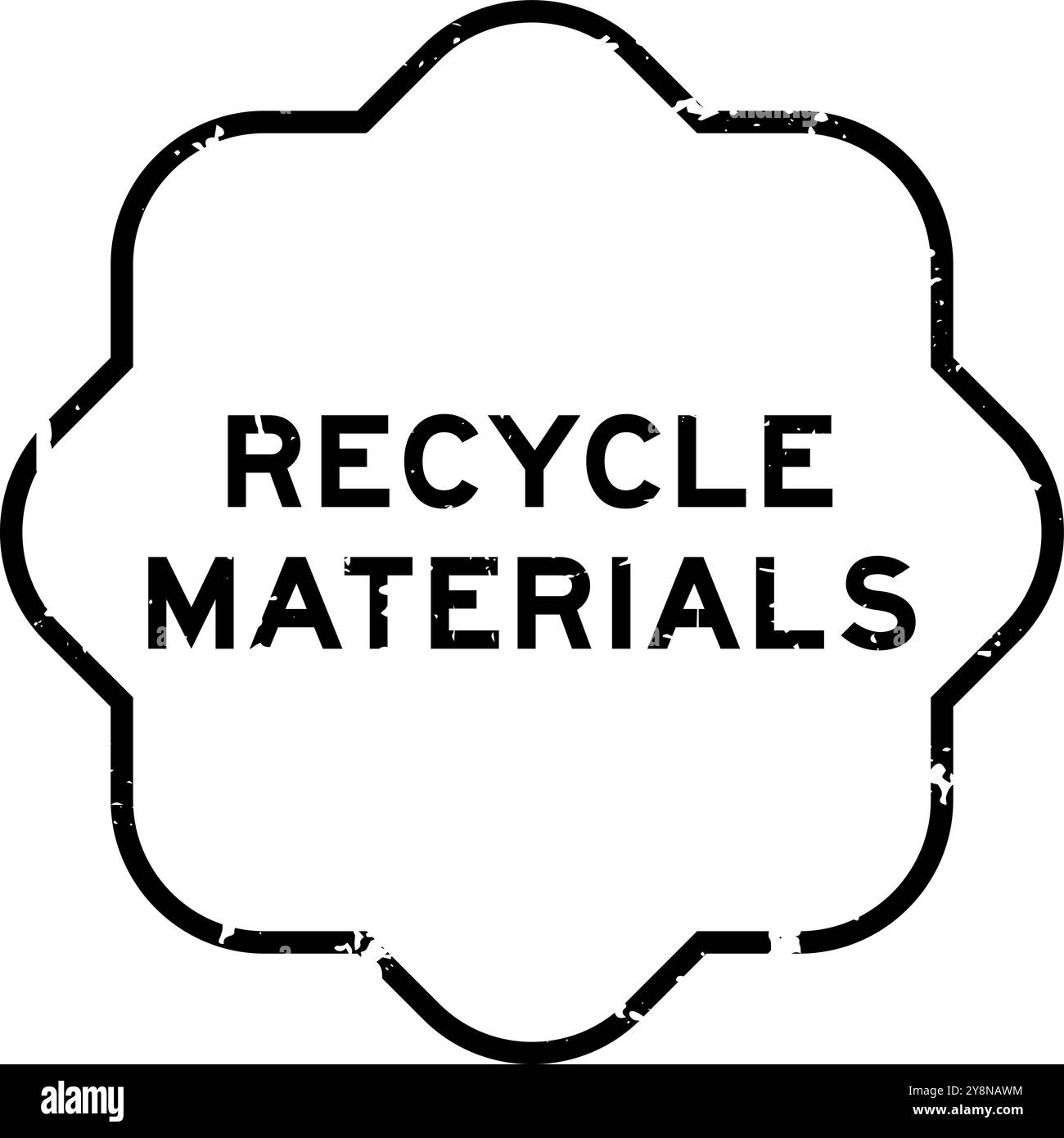 Grunge black recycle materials word rubber seal stamp on white ...