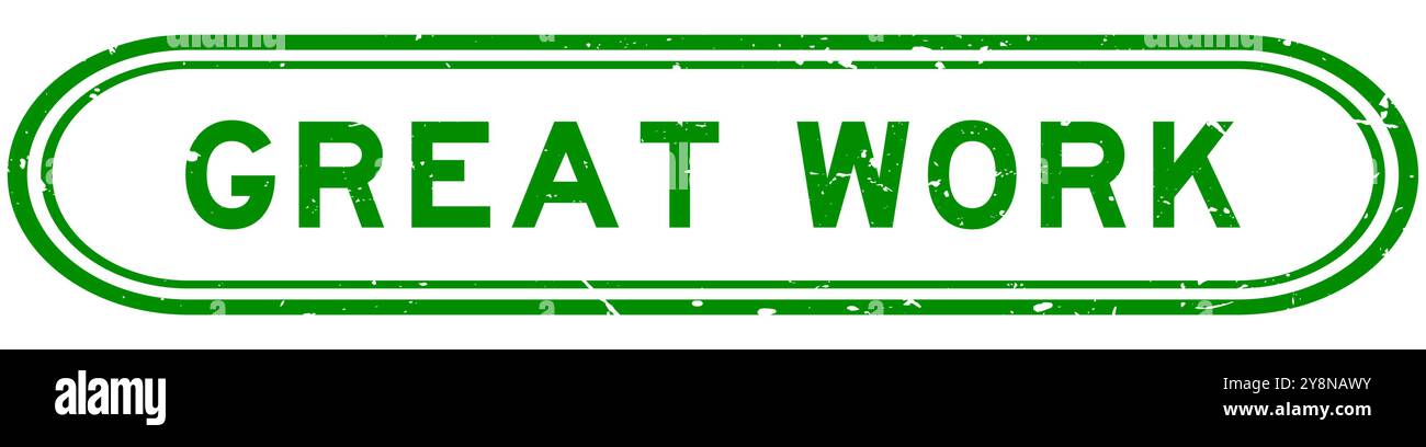 Grunge green great work word rubber seal stamp on white background ...