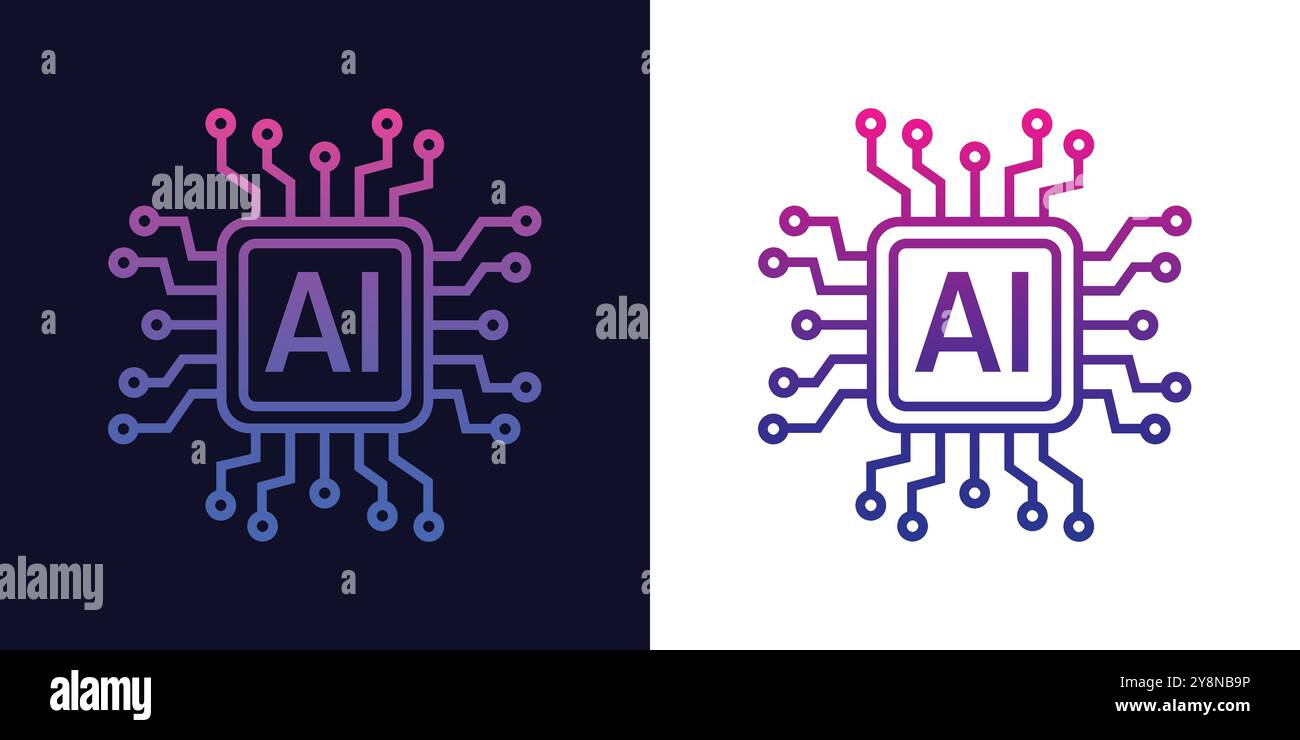 AI Technology Chip Design. Artificial Intelligence Symbol, Futuristic ...