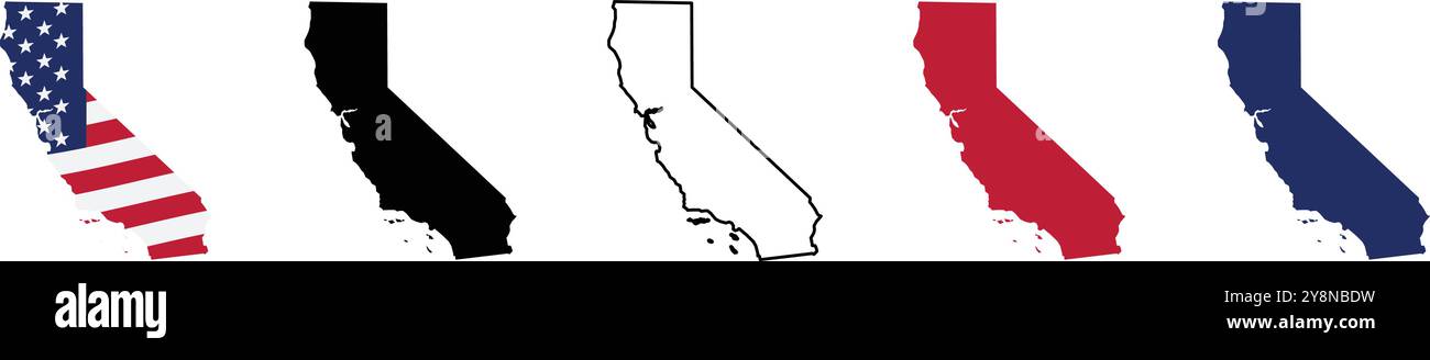 California map icon set, California map isolated on transparent ...