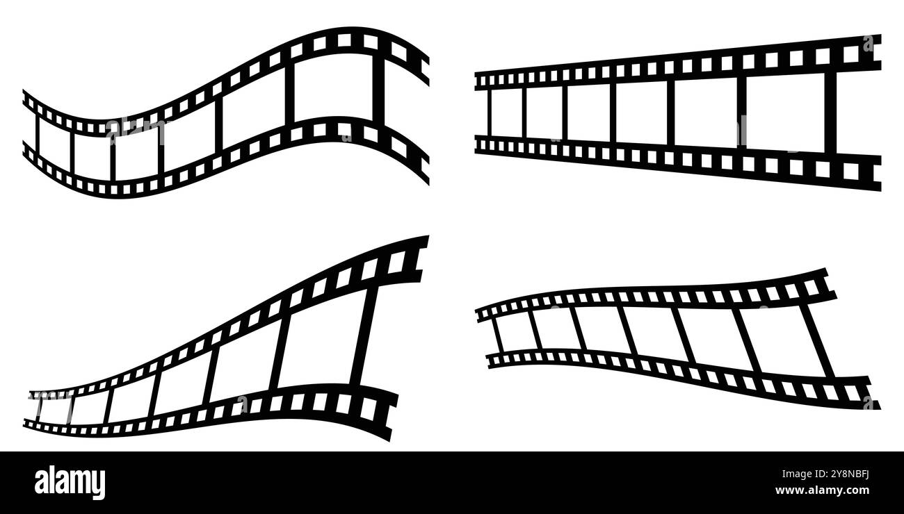 Curved Film Strip Set isolated on white background. Movie and ...