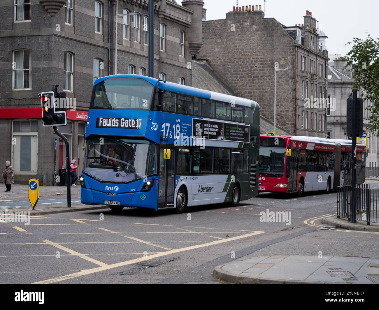 First Bus hydrogen double deck bus in Aberdeen Stock Photo - Alamy