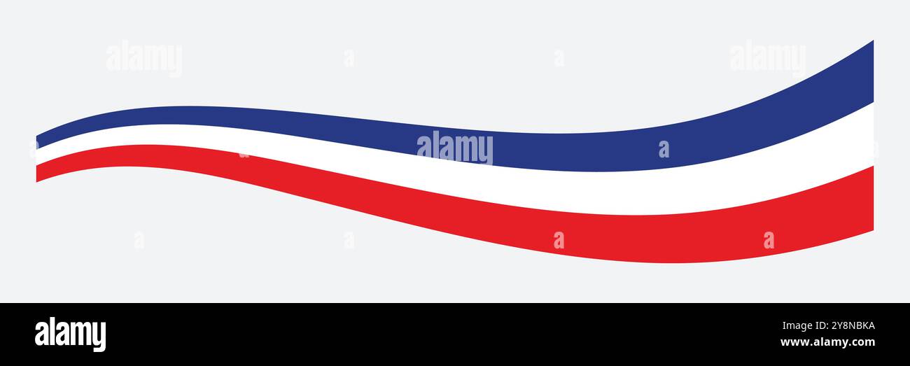 Wavy tricolor ribbon of France flag. French colored banner isolated on ...