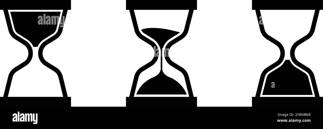 Classic Hourglass Silhouette Icon Set, Minimalist Sand Timer Symbols in ...