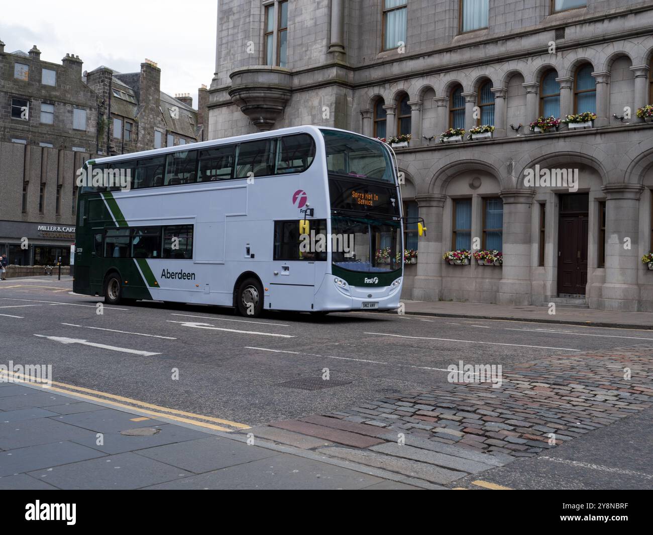 First Bus double deck bus in Aberdeen Stock Photo - Alamy