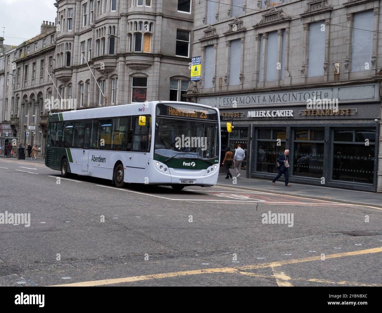 First bus single deck bus in Aberdeen Stock Photo - Alamy