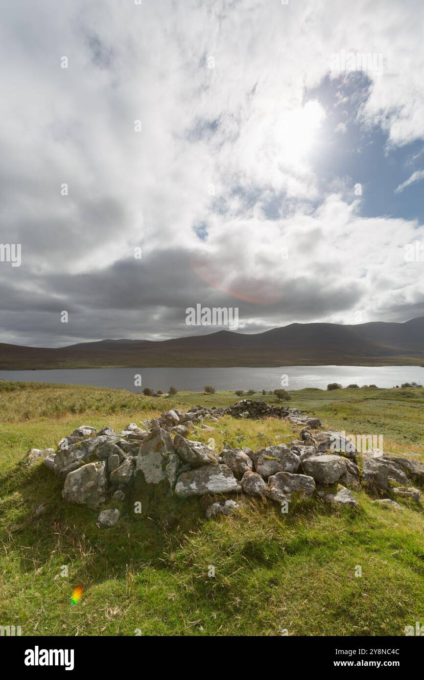 Area of Altnaharra, Scotland. Picturesque view of dwelling ruins at the ...
