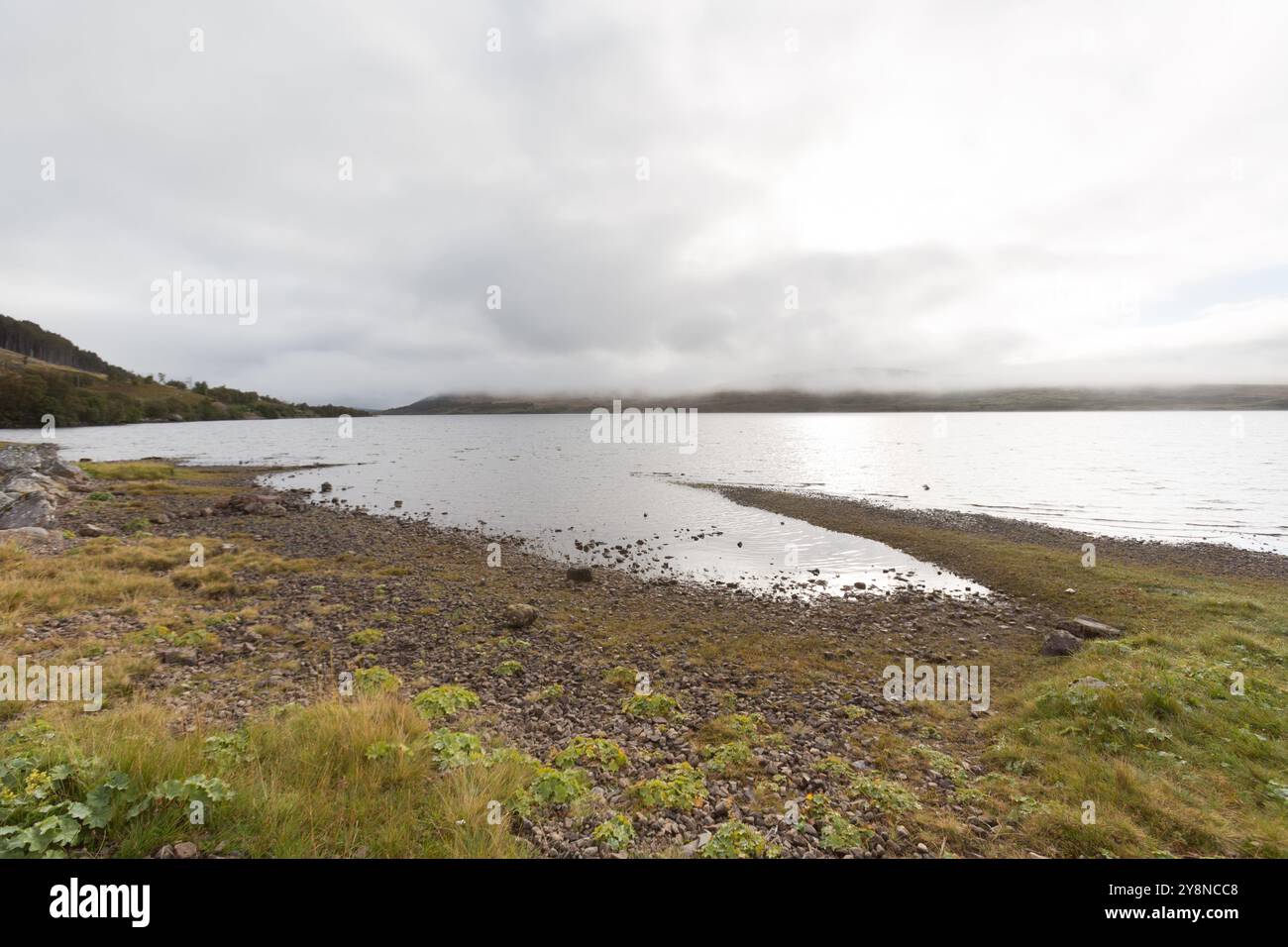 Area of Altnaharra, Scotland. Picturesque, morning, misty view of Loch ...