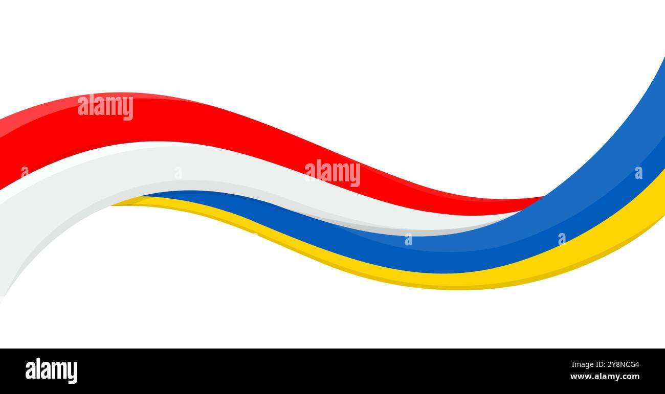Wavy ribbon banner of Ukraine National flag with Indonesia National ...
