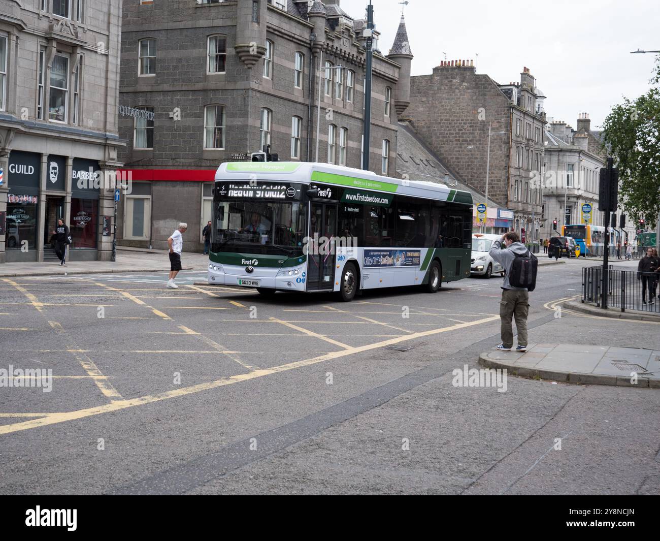 First bus Electric bus in Aberdeen Stock Photo - Alamy