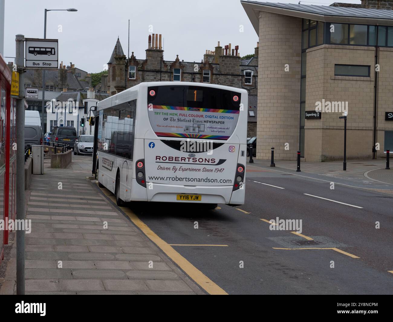 Single deck bus in Lerwick Shetland Stock Photo - Alamy