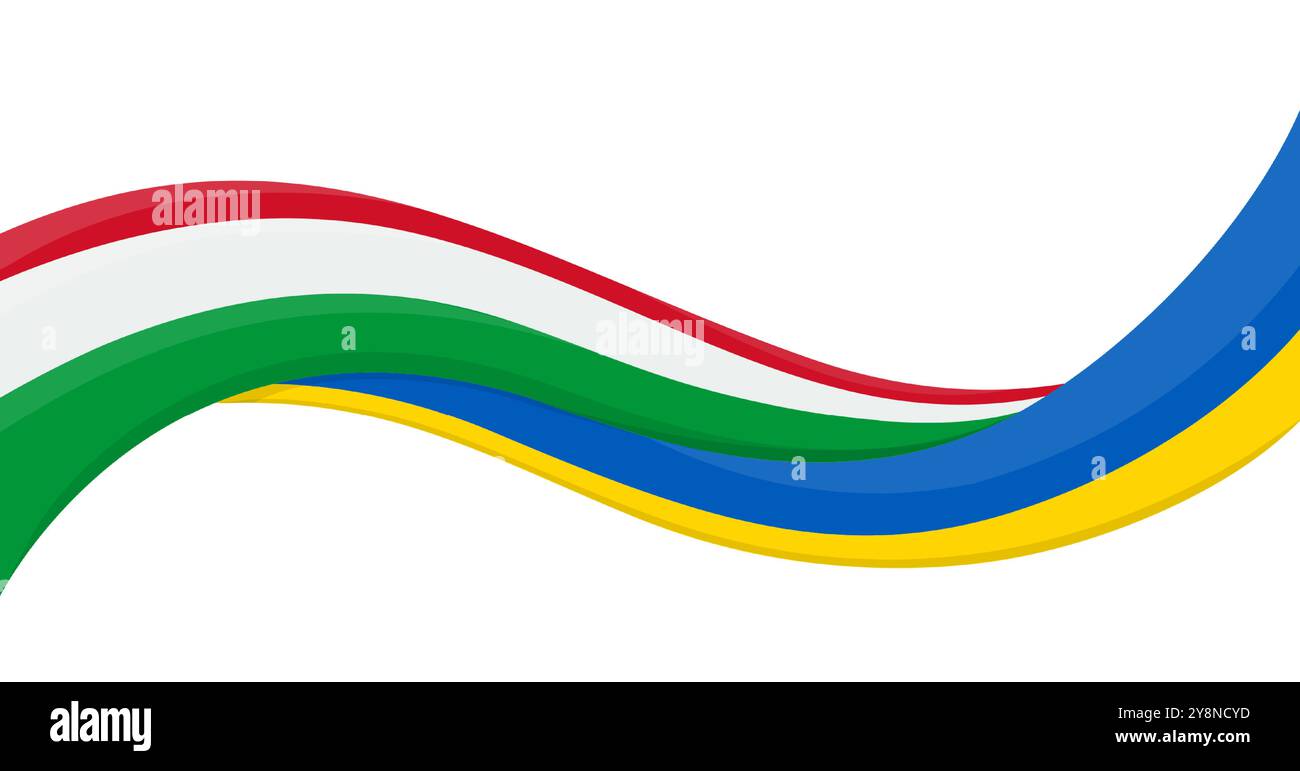 Wavy ribbon banner of Ukraine National flag with Italia National Flag ...