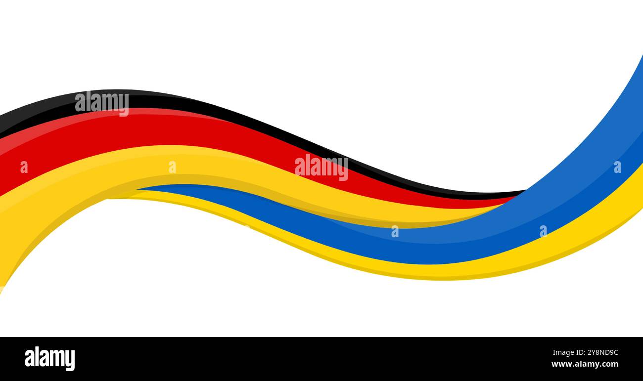 Wavy ribbon banner of Ukraine National flag with Germany National Flag ...