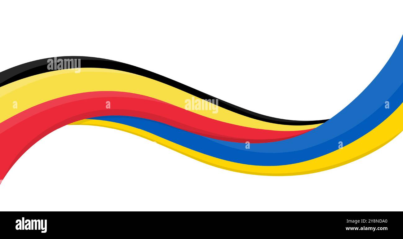 Wavy ribbon banner of Ukraine flag with Belgium Flag. Unity, solidarity ...