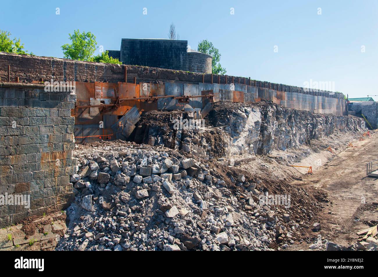 Historic ruins in Parc du Bastion de la Reine quebec canada on a sunny ...