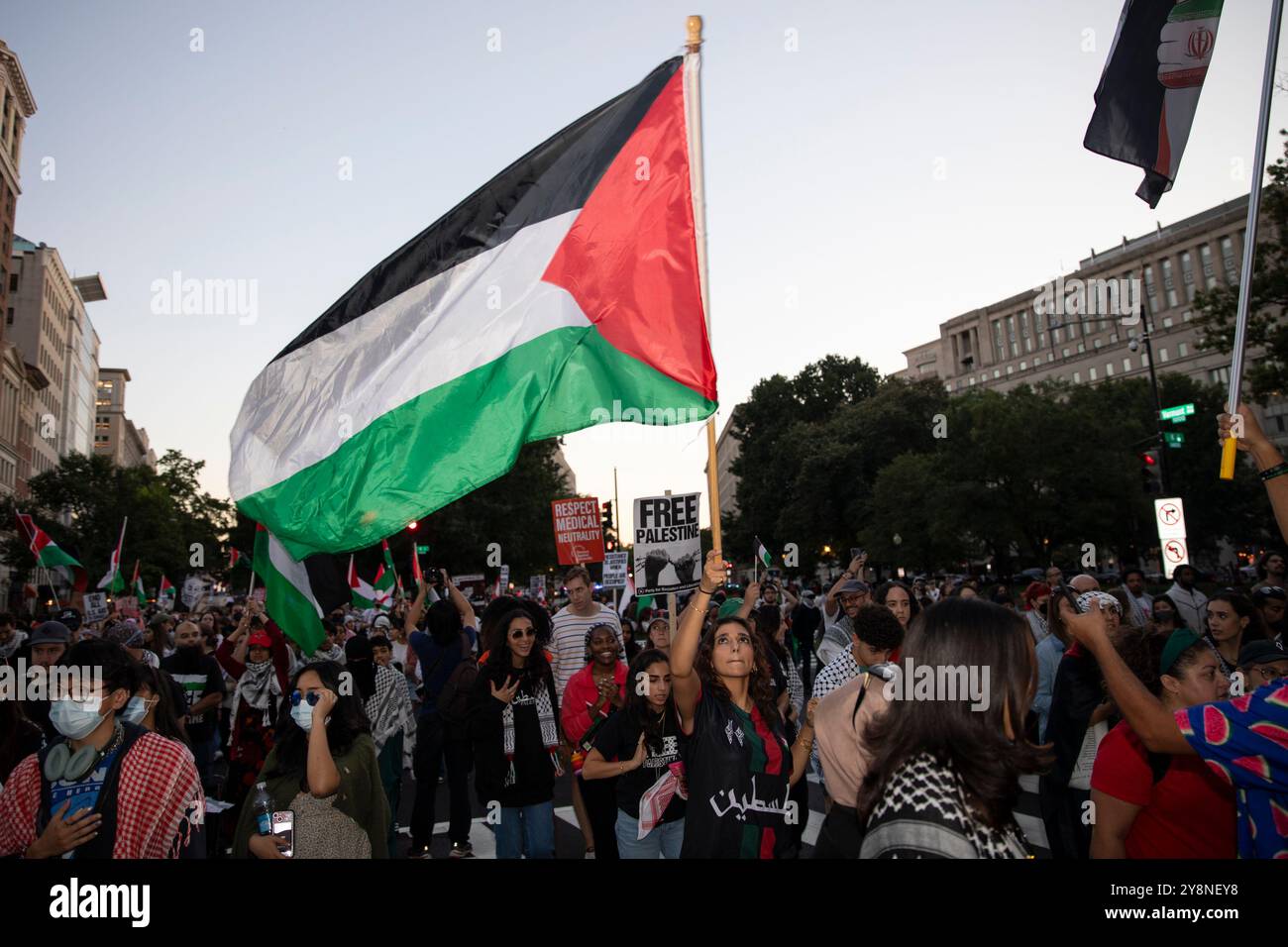 Hundreds gather during a pro-Palestinian rally as part of an ...
