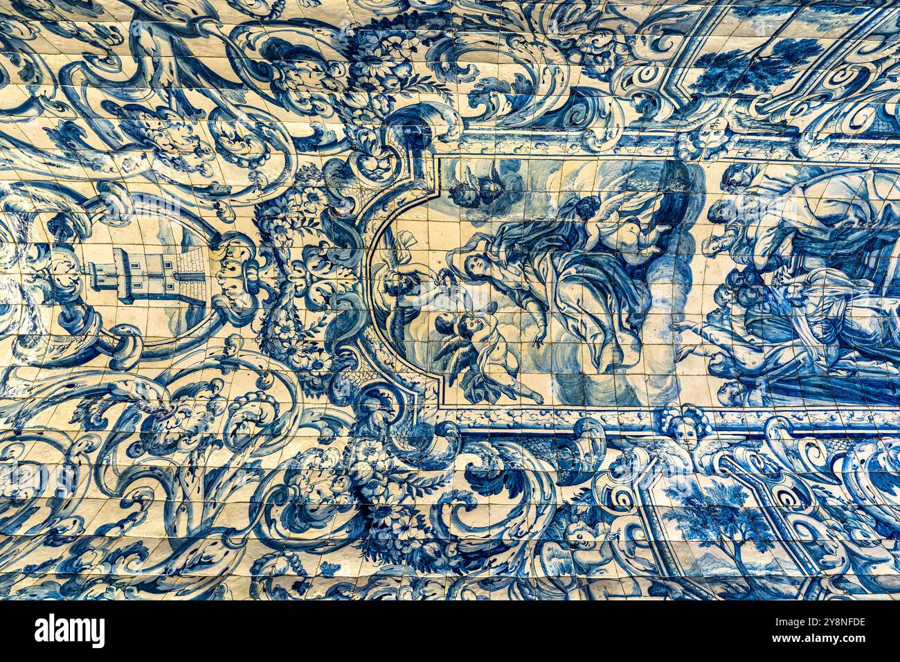 Interior and magnificent azulejo tiling in the famous Santuario de ...