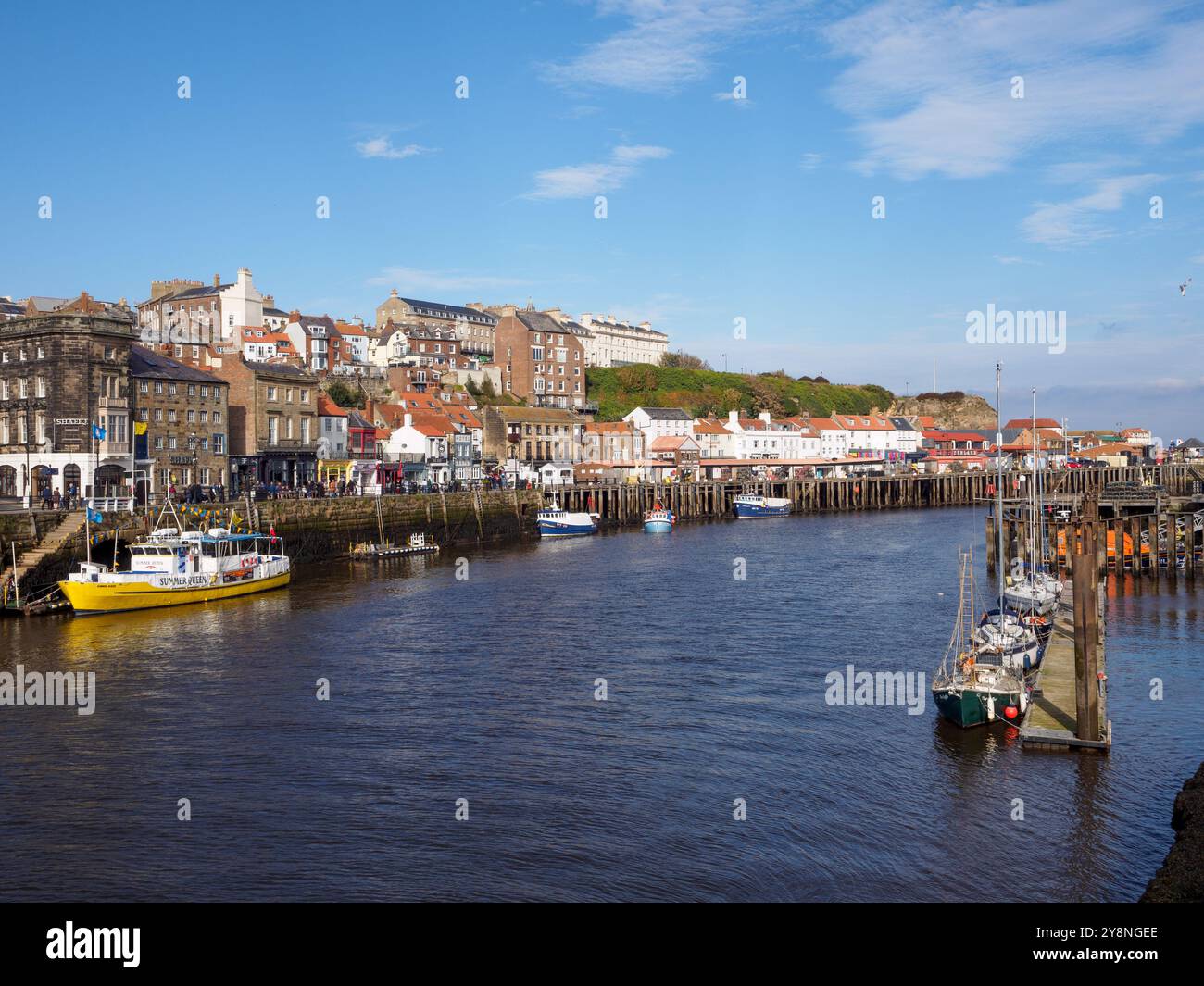 Whitby Harbour viewed from the Swing Bridge Stock Photo - Alamy