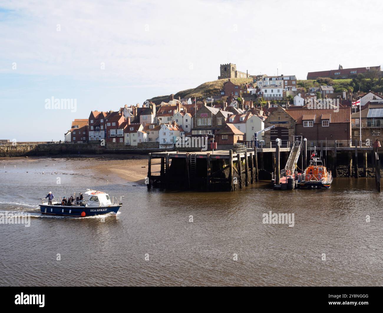 Whitby harbour, the old town, St Mary's church Stock Photo - Alamy