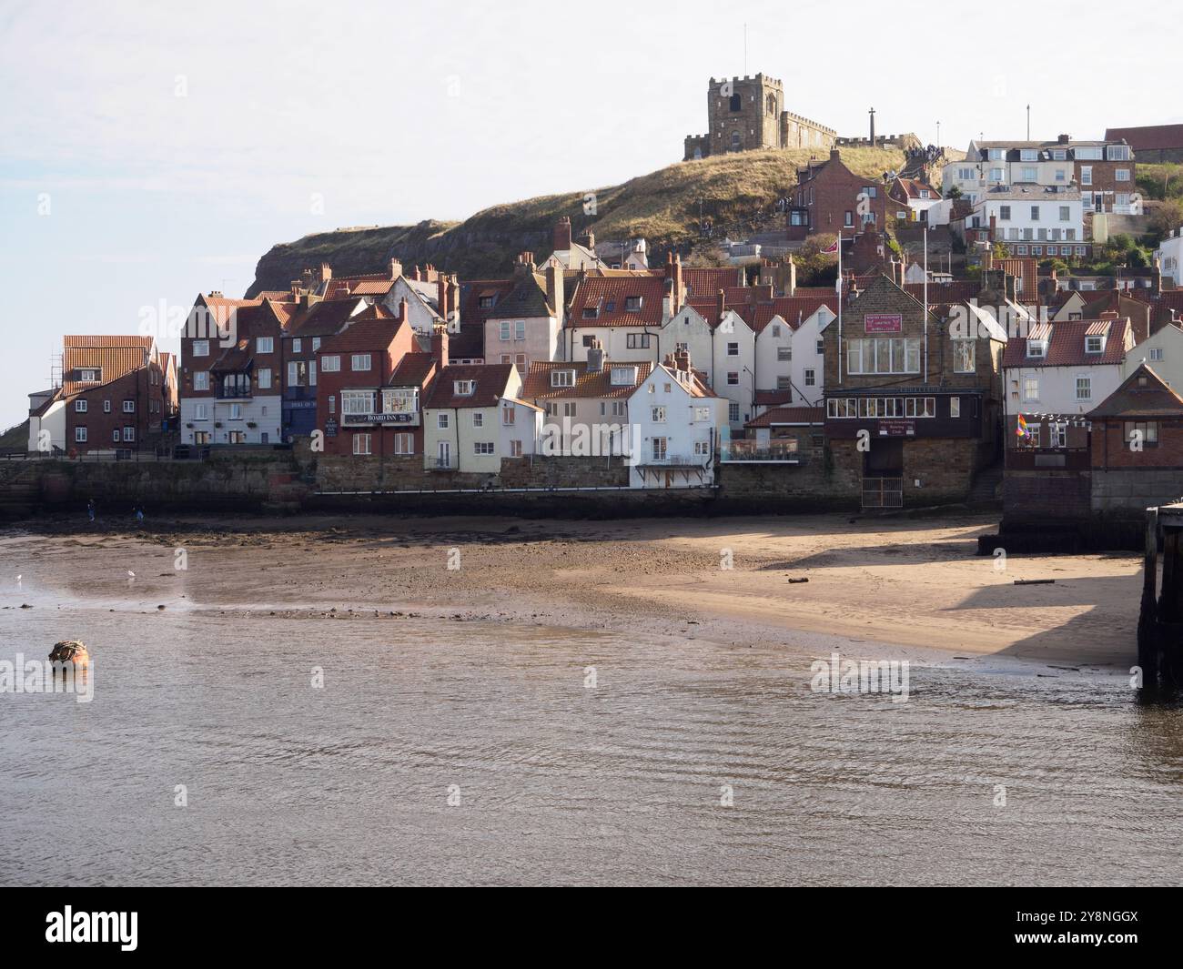 Whitby old town overlooked by St Mary's church Stock Photo - Alamy