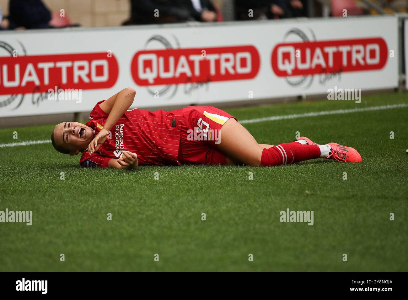 London, UK. 06th Oct, 2024. Sofie Lundgaard of Liverpool Women goes ...