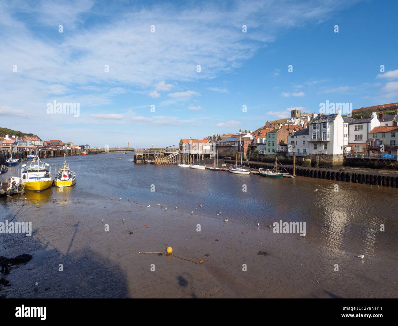 Whitby Harbour looking towards the sea Stock Photo - Alamy