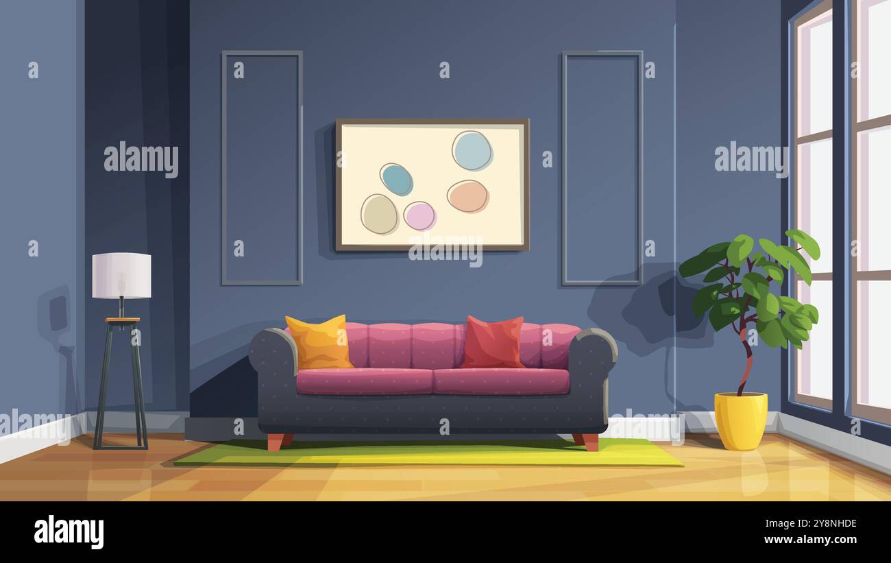 Dark empty living room Stock Vector Images - Alamy