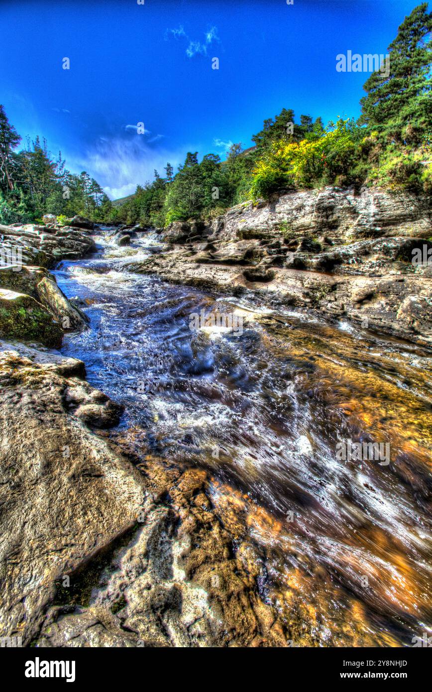 Village of Killin, Scotland. Artistic view of the River Dochart flowing ...
