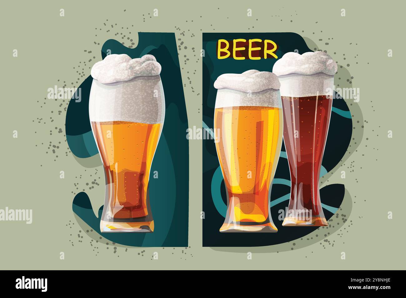 Foamy beer in glasses close Stock Vector Images - Alamy