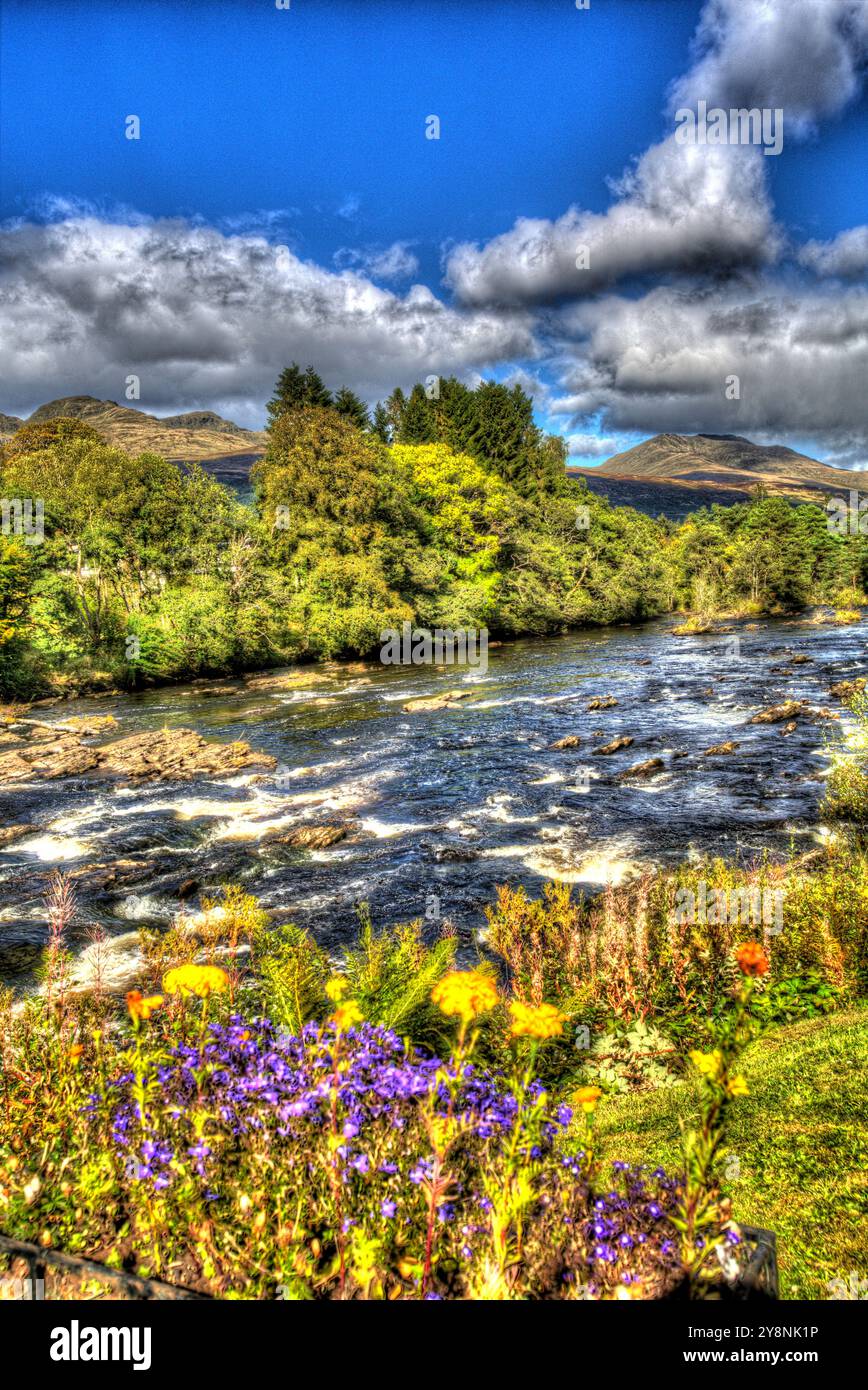 Village of Killin, Scotland. Artistic view of the River Dochart just ...