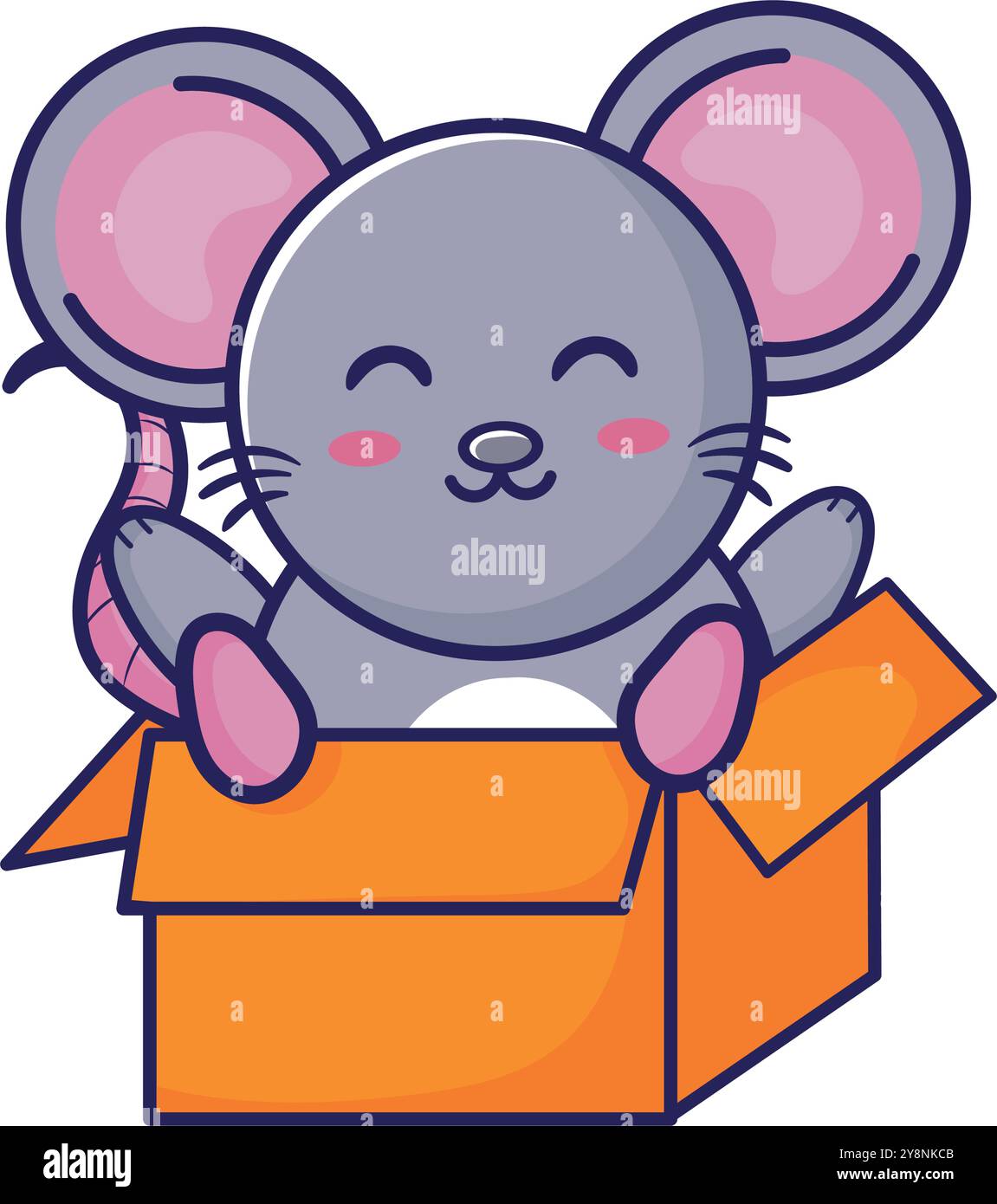 cute mouse in a cardboard box Stock Vector Image & Art - Alamy