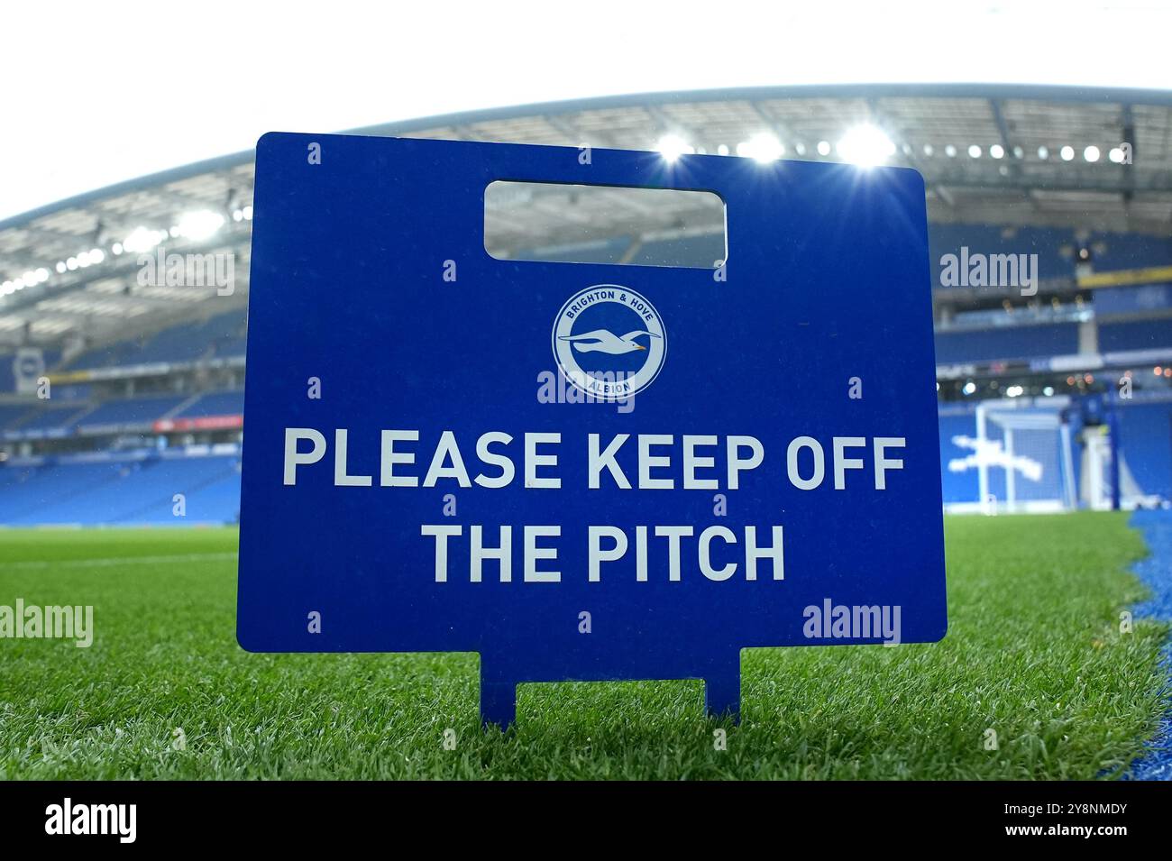 A general view of the 'Please Keep Off The Pitch' sign inside the ...
