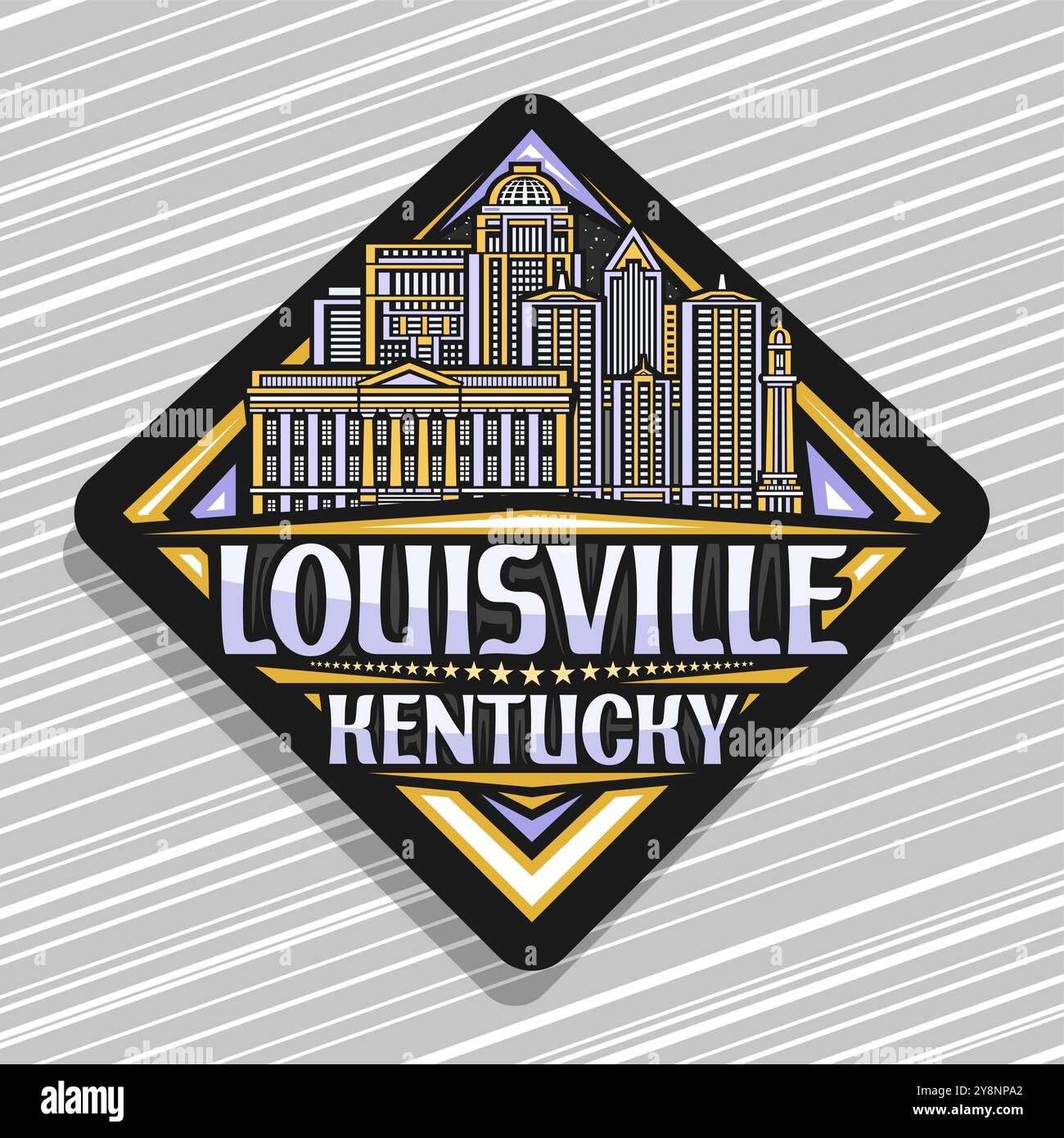 Vector logo for Louisville, dark decorative rhomb road sign with line ...