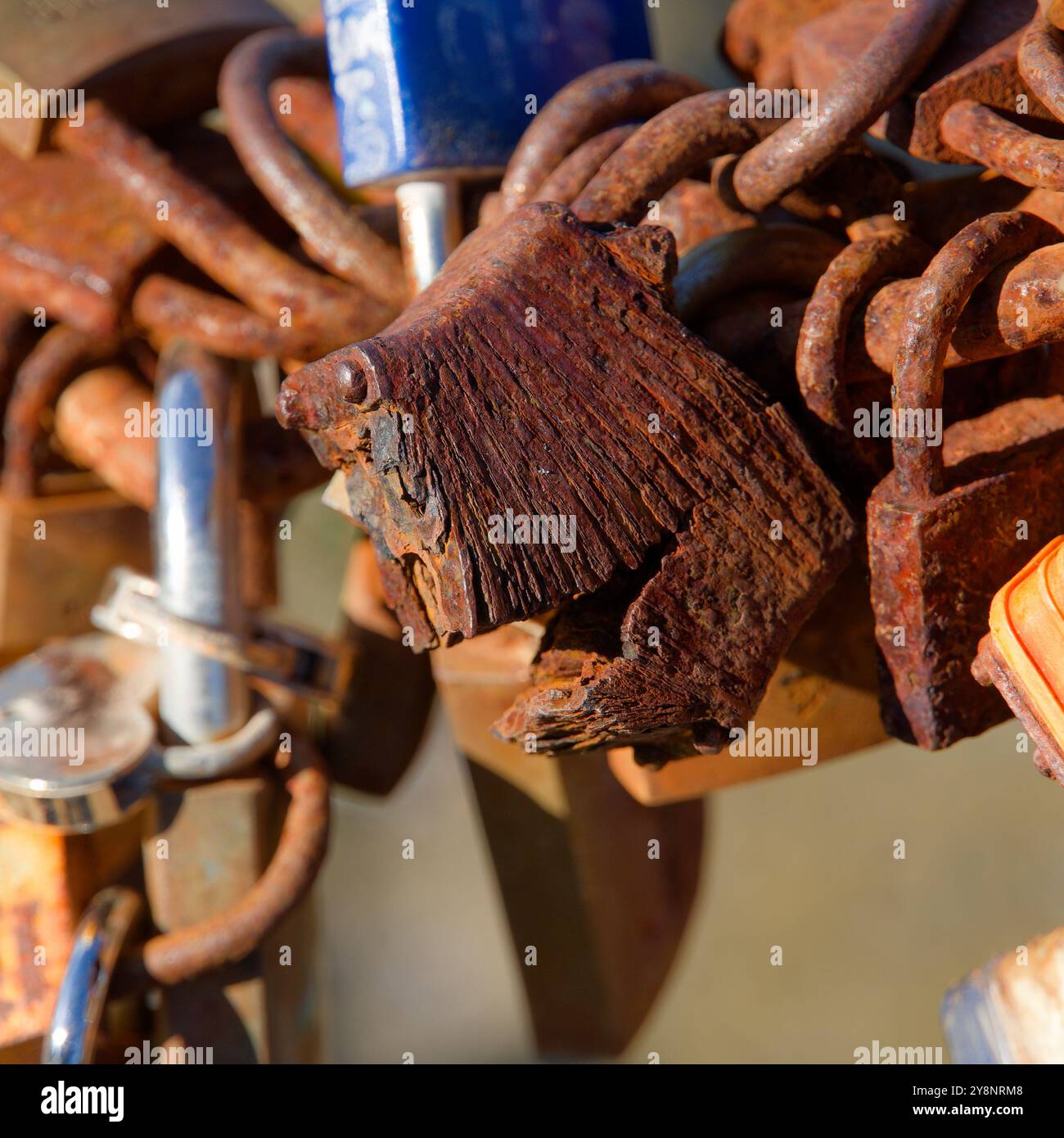 Old rusty love lock example Stock Photo - Alamy