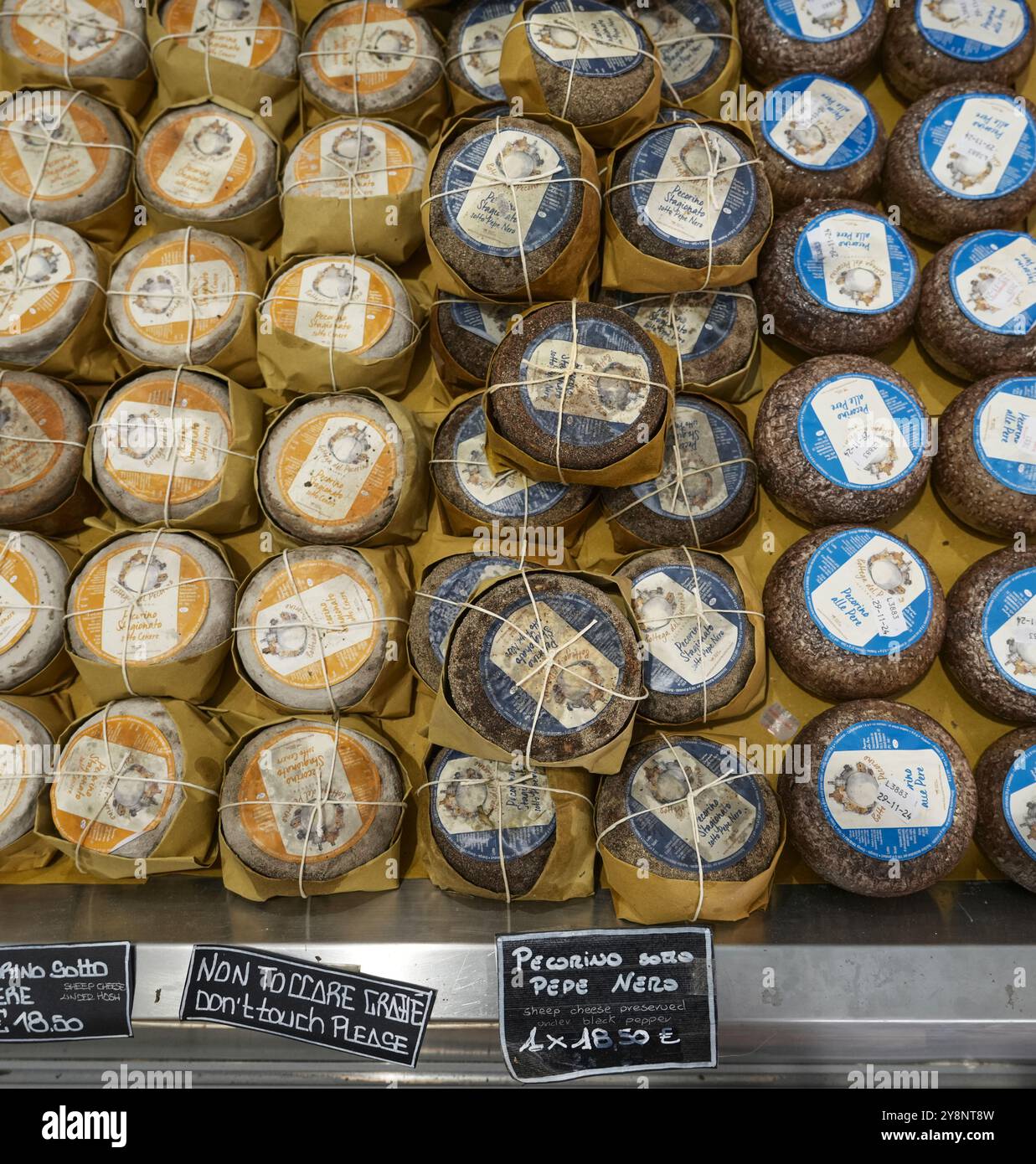 Pecorino Cheese shop in Pienza, Italy. Beautiful wheels of aged ...