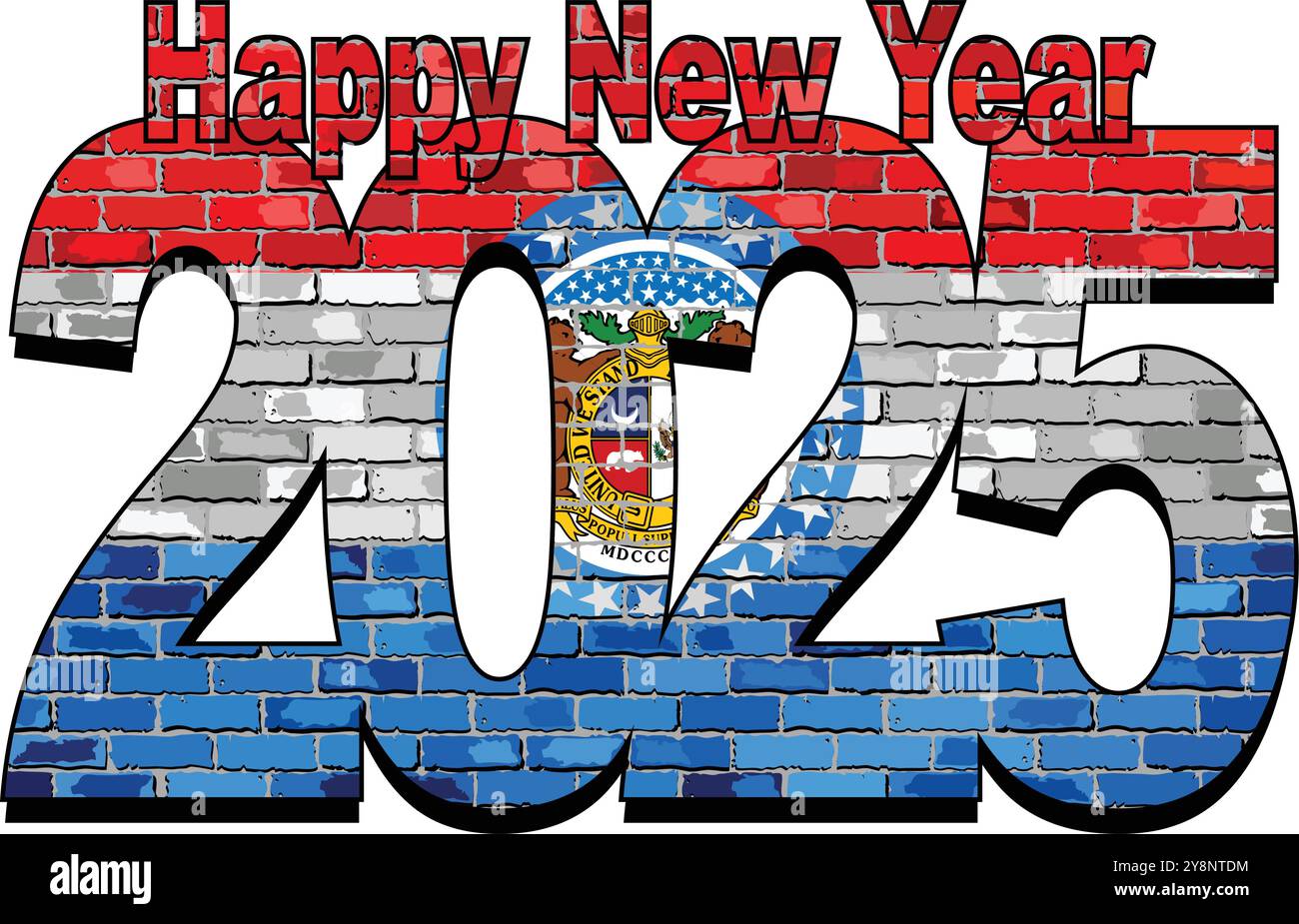 Happy New Year 2025 with Missouri flag inside - Illustration, 2025 ...