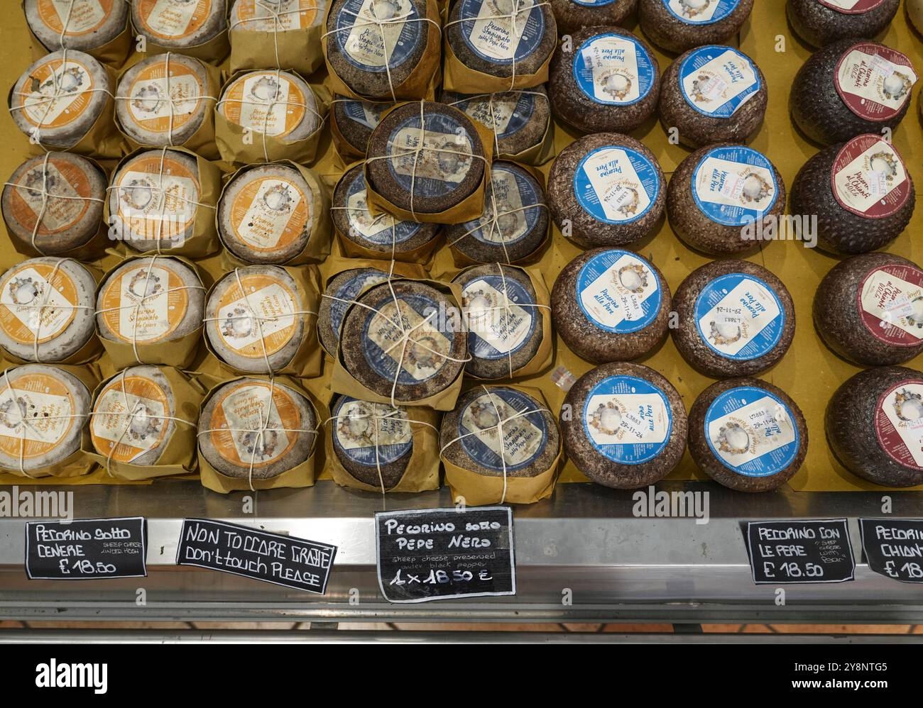 Pecorino Cheese shop in Pienza, Italy. Beautiful wheels of aged ...