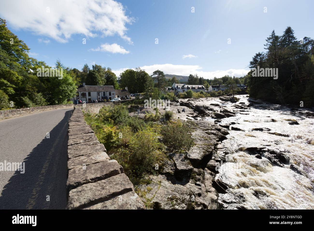 Village of Killin, Scotland. Picturesque view of Dochart Bridge with ...