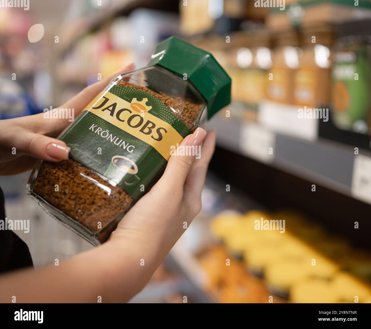 Poznan, Poland - 29 June 20224: Girl Holding Jar Of Jacobs Instant ...