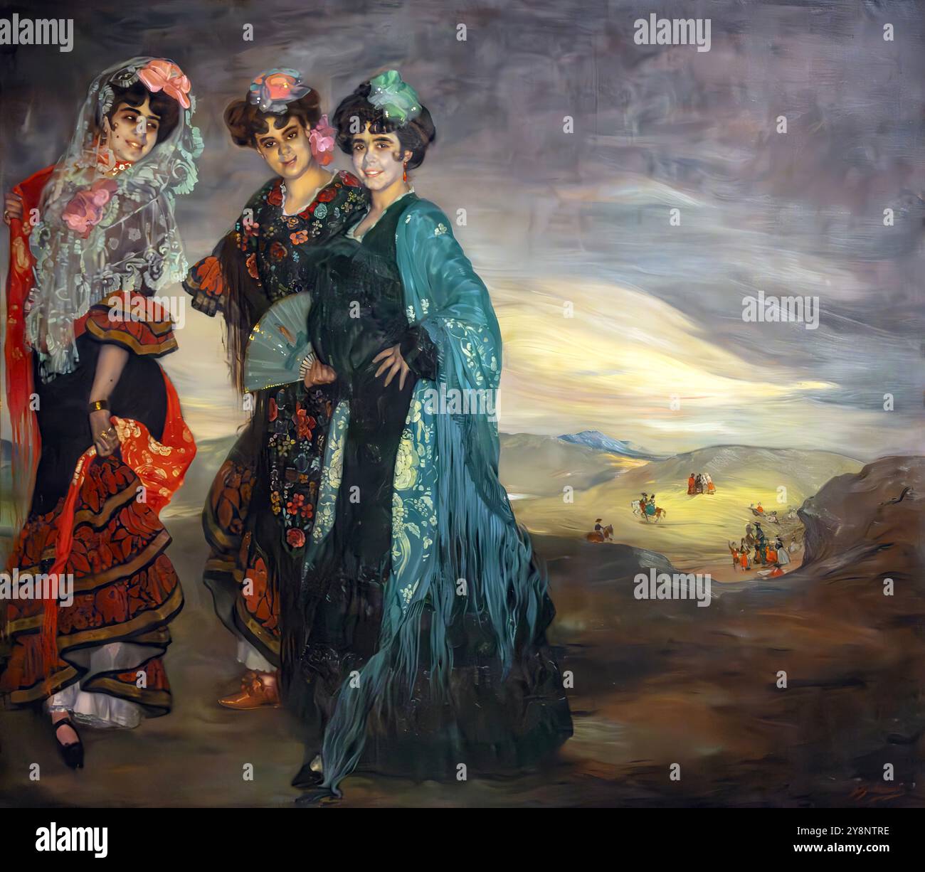Ignacio Zuloaga - My Cousins - The Three Cousins (with the traditional ...