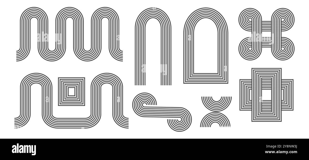 Zen arch, geometric lines abstract contemporary shapes. Set modern ...