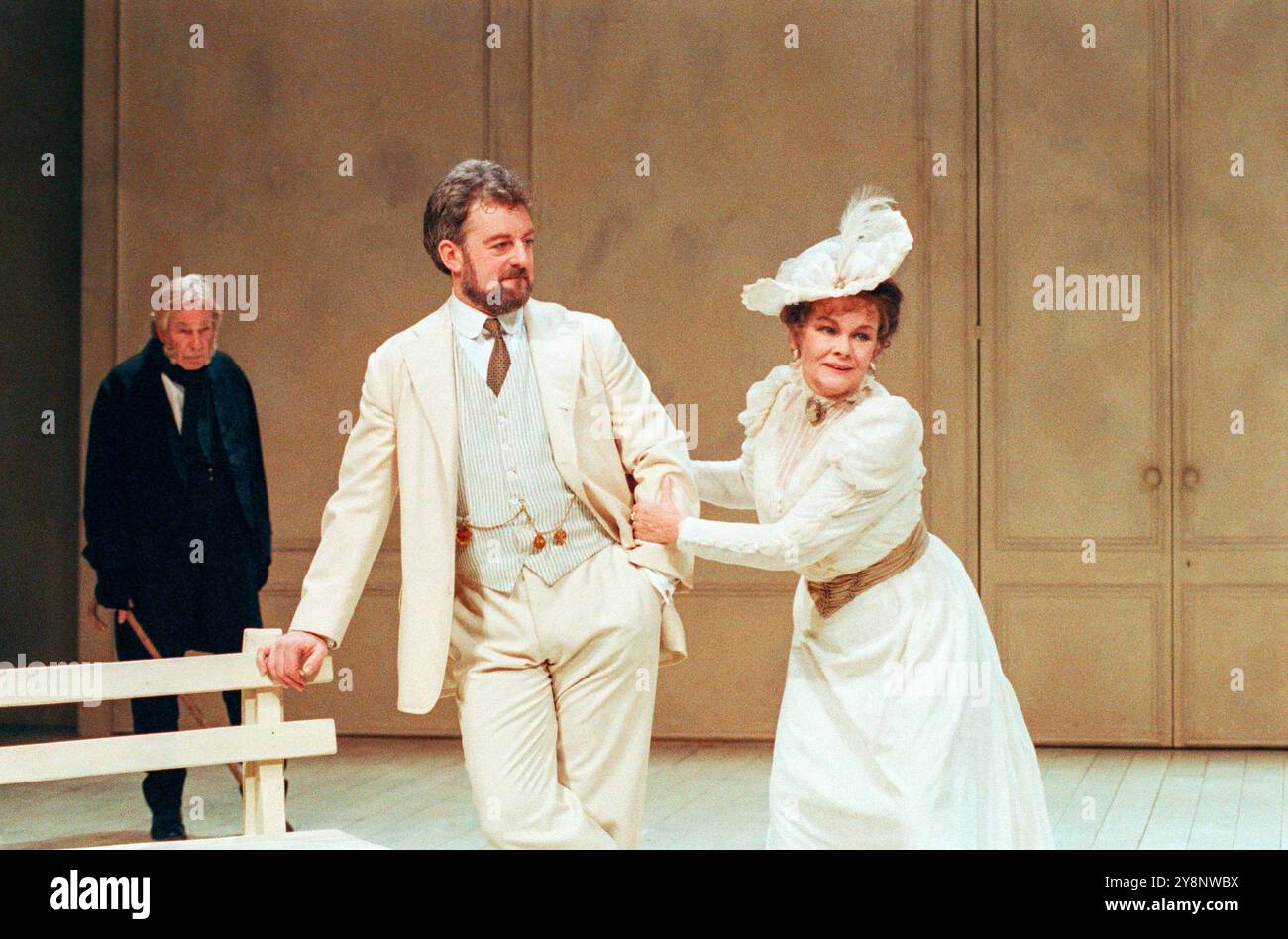 l-r: Michael Gough (Firs), Bernard Hill (Lopakhin), Judi Dench ...