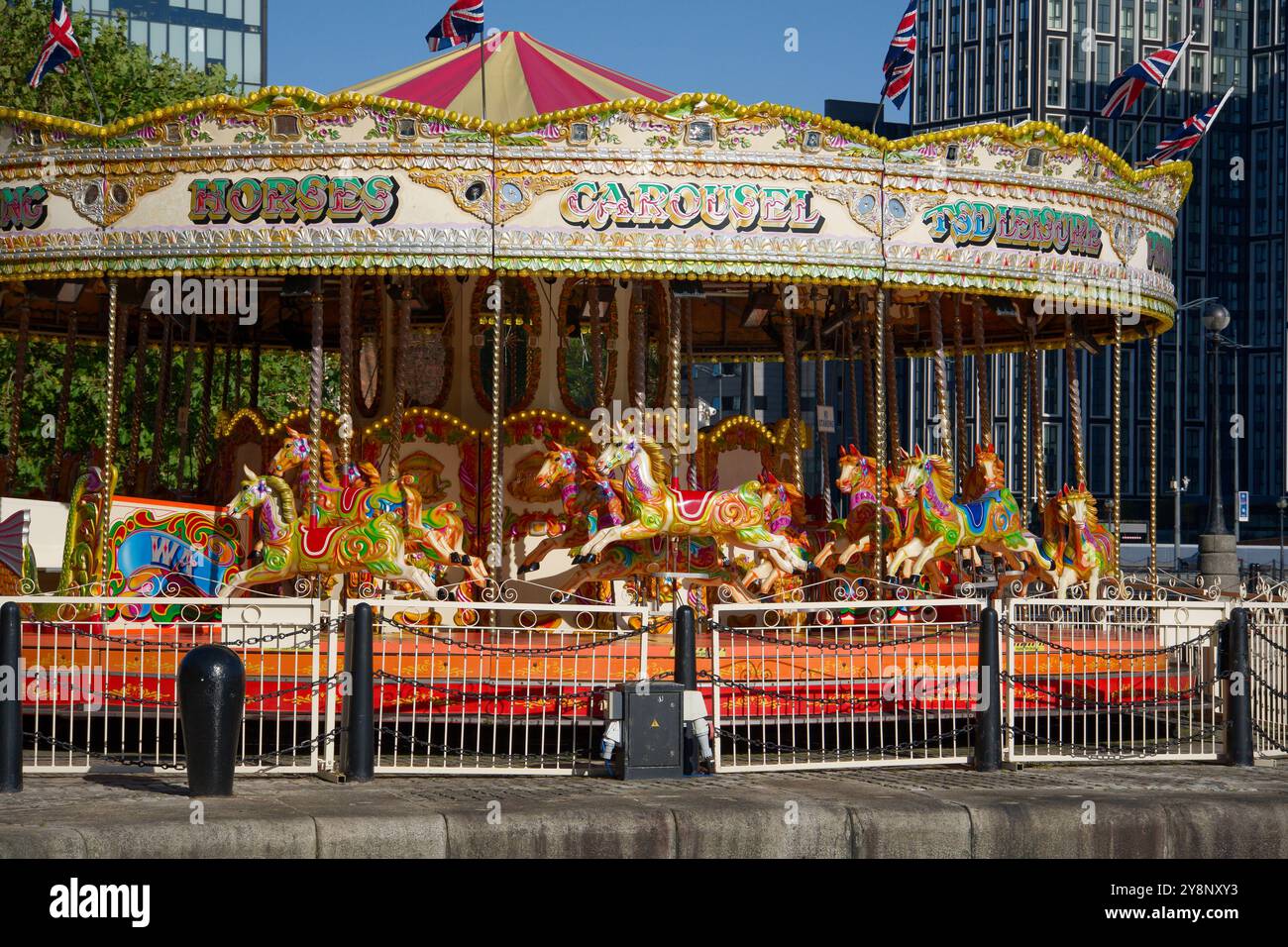 Carousel fairground ride example Stock Photo - Alamy