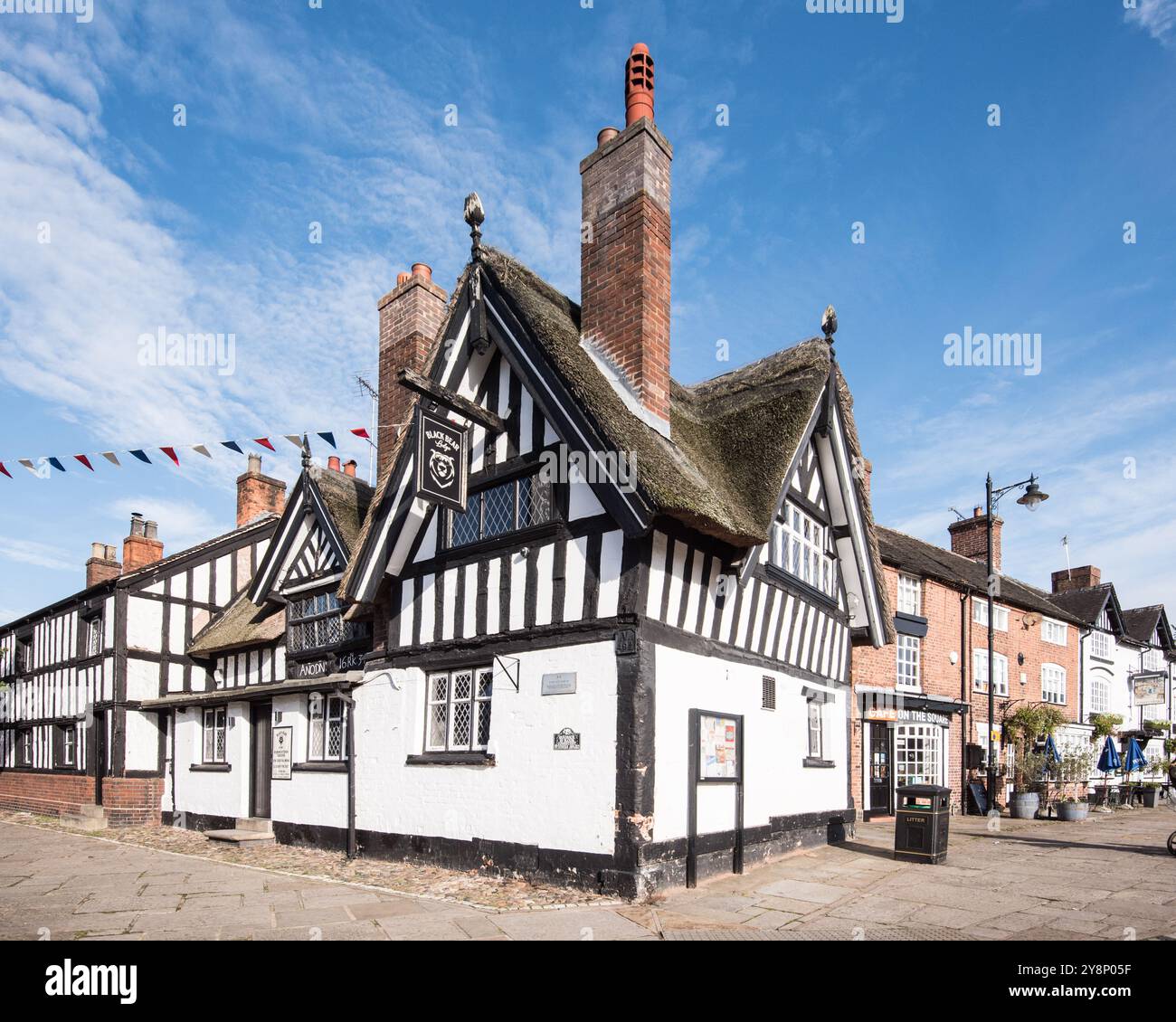 Image of the Balck Bear Inn in Sandbach, Cheshire lit by autumnal ...