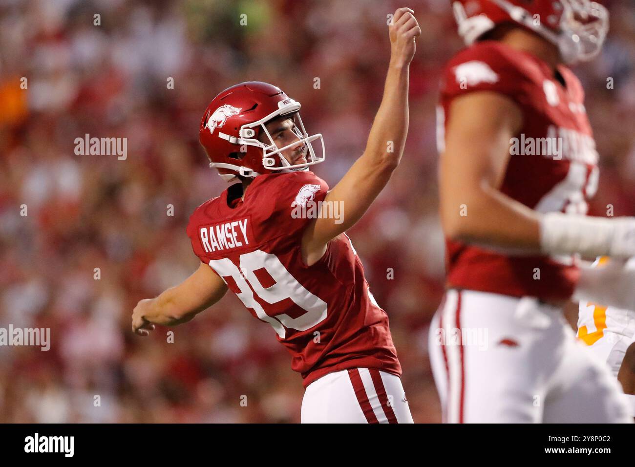 FAYETTEVILLE, AR - OCTOBER 05: Arkansas Razorbacks place kicker Kyle ...